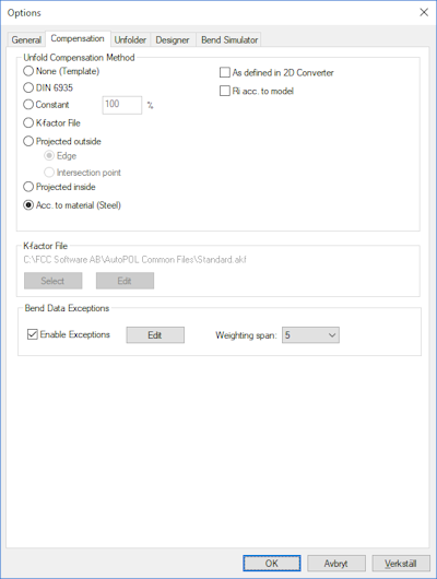 Sets the Compensation configuration options.